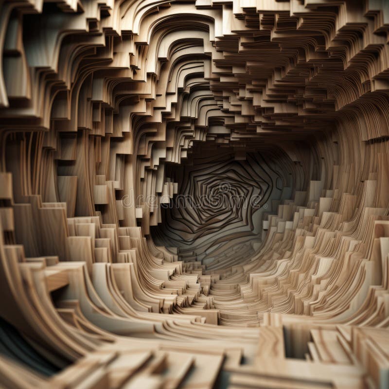 Abstract 3d Wood Structure: Layered Organic Forms with Calming Symmetry ...