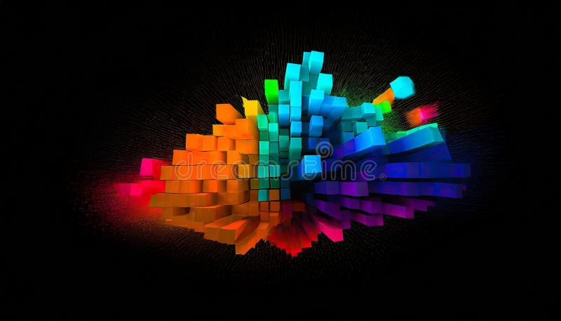 Abstract 3D World Dark Background with Geometric Cubes Stock ...