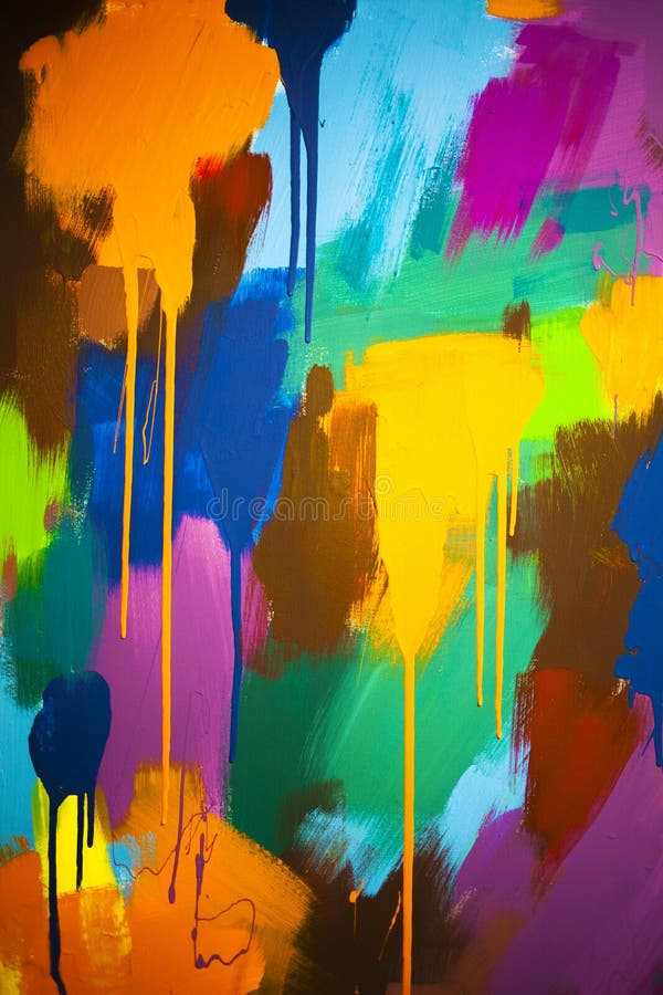 The Abstract Dabs of Paint in Different Colors on the Canvas Stock ...