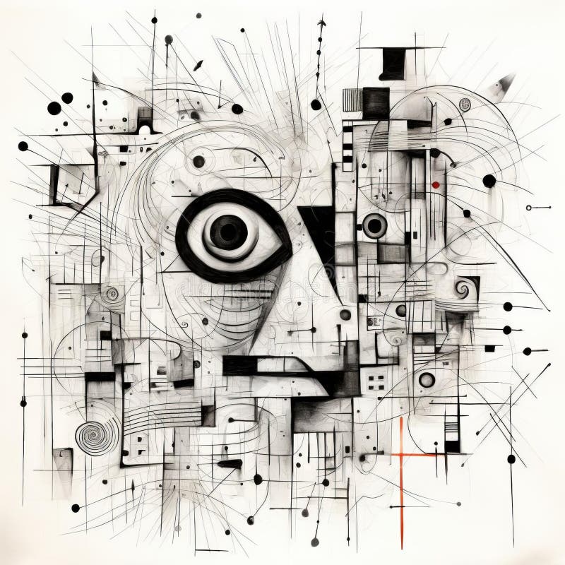 Abstract Dada Art with Random Pencil Doodle Lines Texture Stock ...