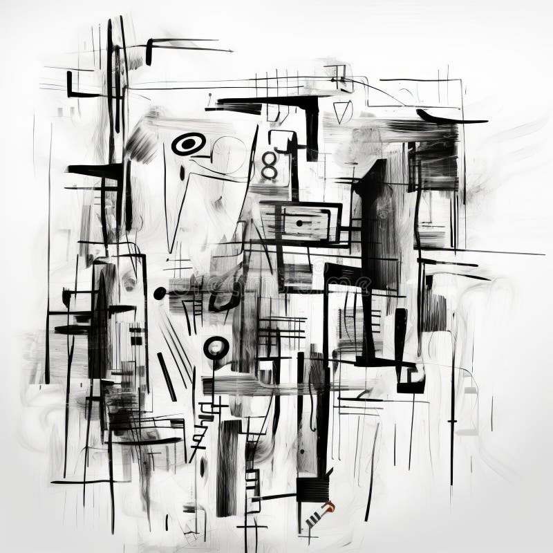 Abstract Dada Art with Random Pencil Doodle Lines Texture Stock ...