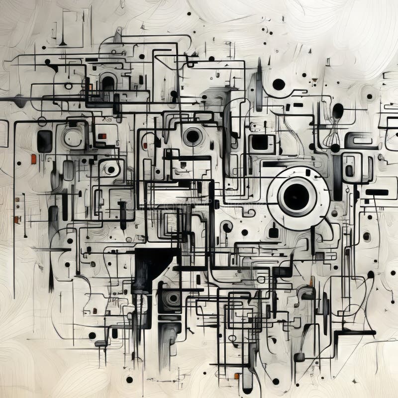 Abstract Dada Art with Random Pencil Doodle Lines Texture Stock ...