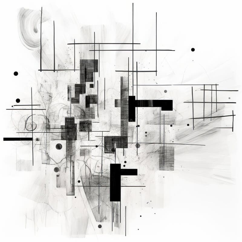 Abstract Dada Art with Random Pencil Doodle Lines Texture Stock ...