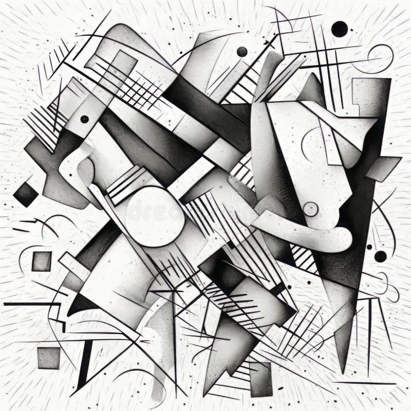 Abstract Dadaism Artwork with Random Pencil Doodle Lines Texture Stock ...