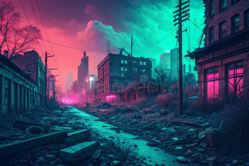 An Abstract Dadaist Collage in Neon Tones and 4K Resolutions of a Post ...