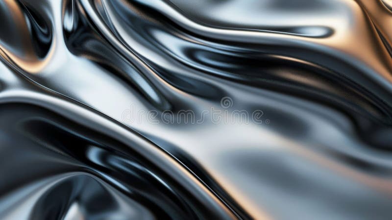 Abstract Dance of Liquid Metal Waves in Motion Stock Illustration ...