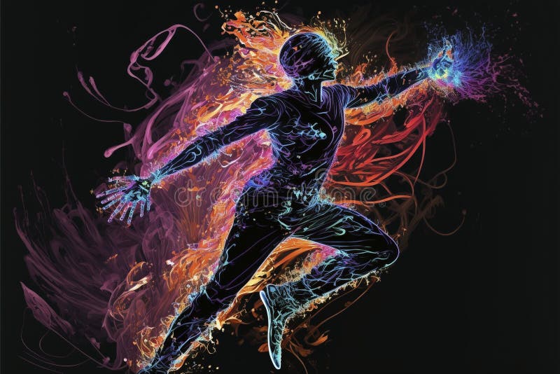Abstract Dancers in Neon - Psychedelic and Dynamic Stock Illustration ...