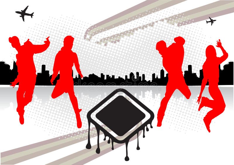 Abstract dancing people stock illustration. Illustration of jump - 11598443