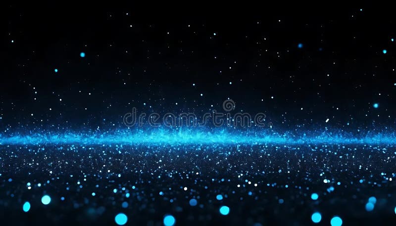 Abstract Dark Background with Blue Glowing Particles and a Central ...