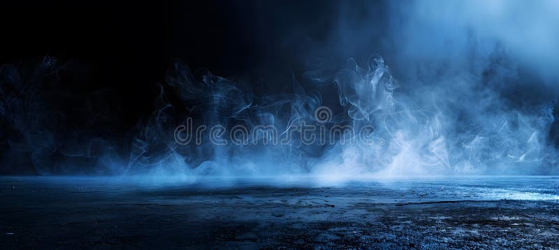 Abstract Dark Background with Blue Smoke and Mist Stock Illustration ...
