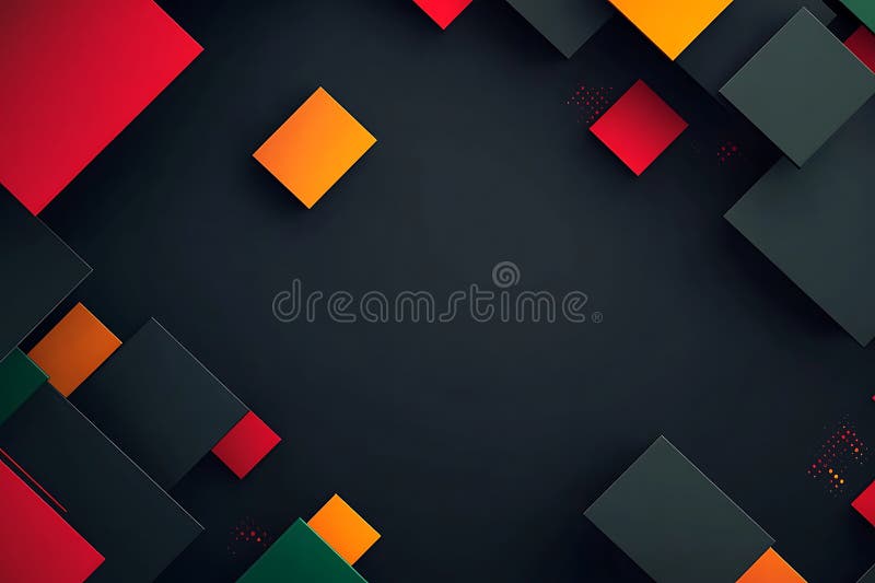 Abstract Dark Background with Colorful Floating Geometric Squares ...