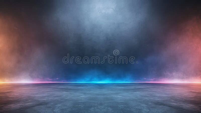 Abstract Dark Background with Colorful Neon Lights and Fog Stock ...