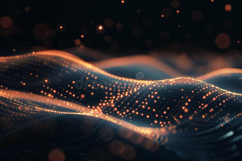 Abstract Dark Background with Digital Connections and Waves of Light ...
