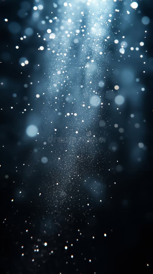 Abstract Dark Background with Falling Sparkling Shimmering White and ...