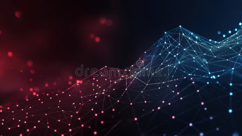 Abstract Dark Background Features Connecting Lines and Dots in a ...
