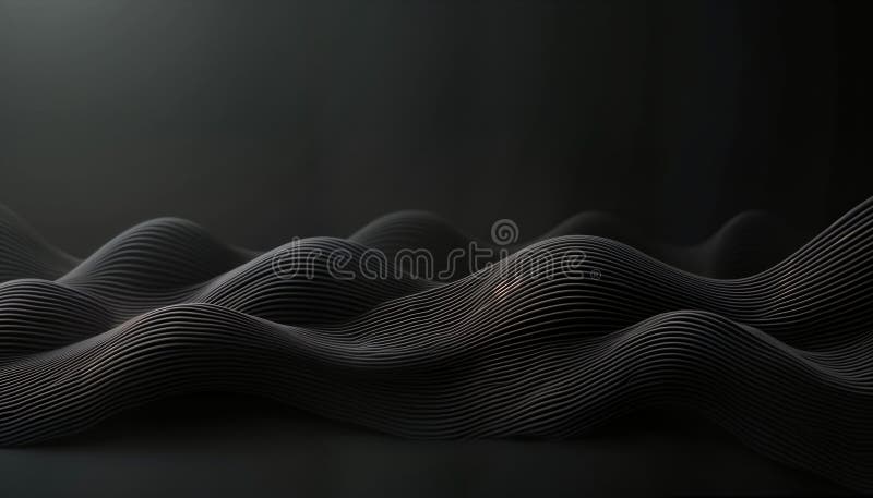 Abstract Dark Background Features Wavy Lines. Monochrome Pattern ...