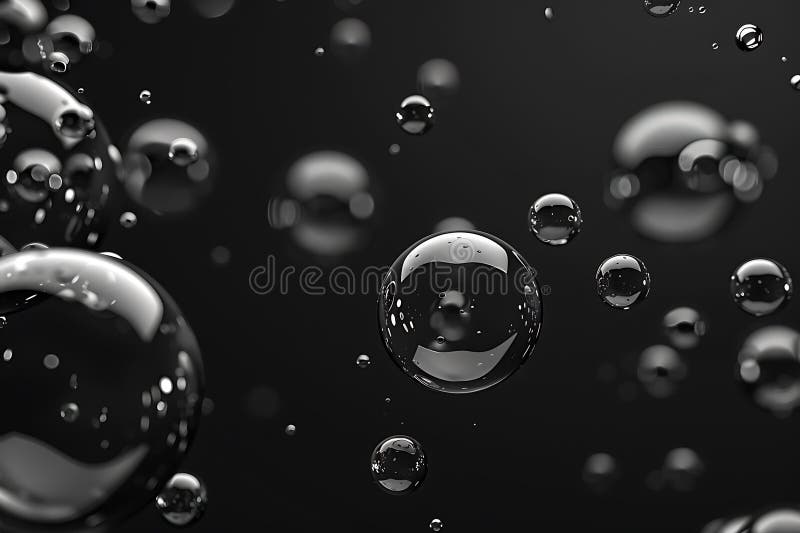 Abstract Dark Background with Floating Bubbles, Spheres, and Air Stock ...