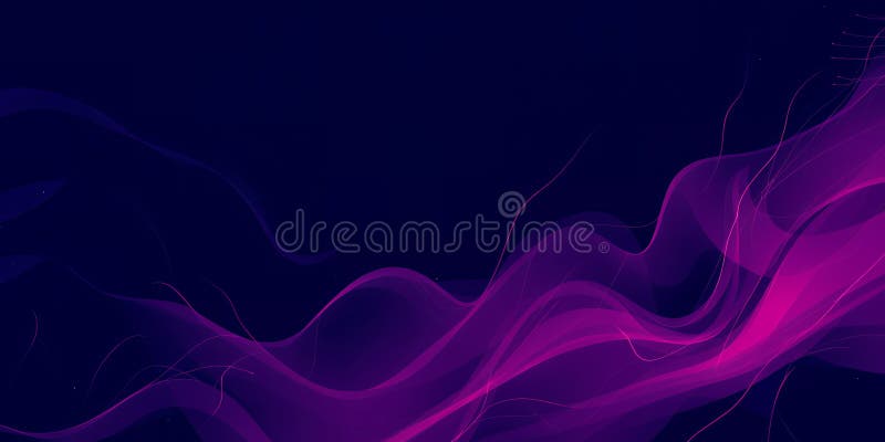 Abstract Dark Background with Flowing Purple Waves and Faint White ...