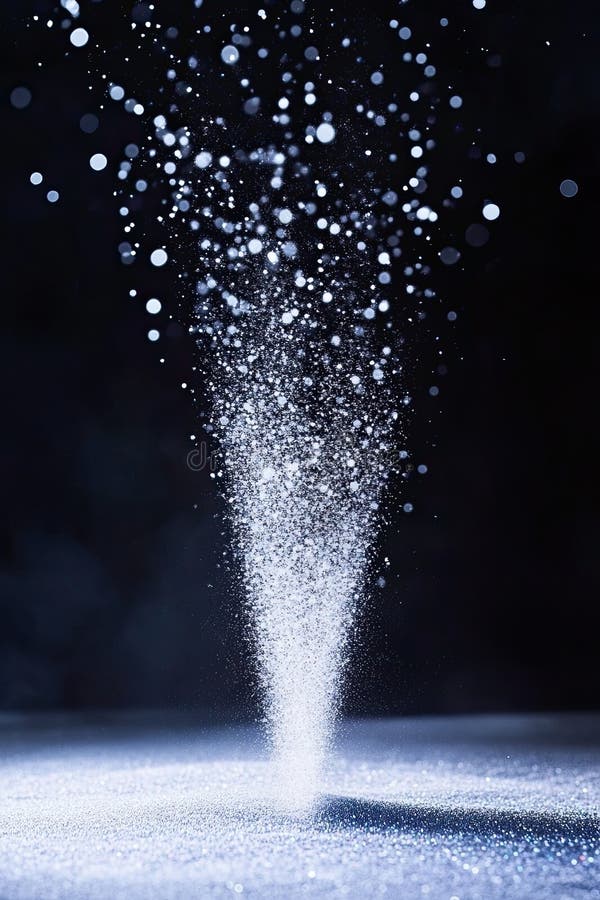 Abstract Dark Background Funnel of Snow Particles and Glitter Stock ...