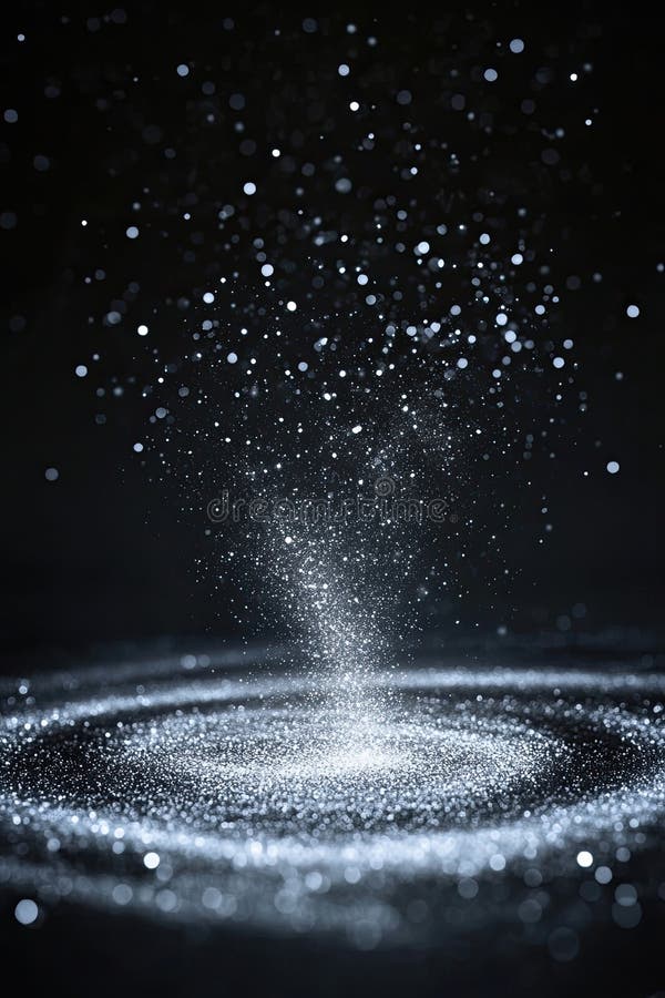 Abstract Dark Background Funnel of Snow Particles and Glitter Stock ...