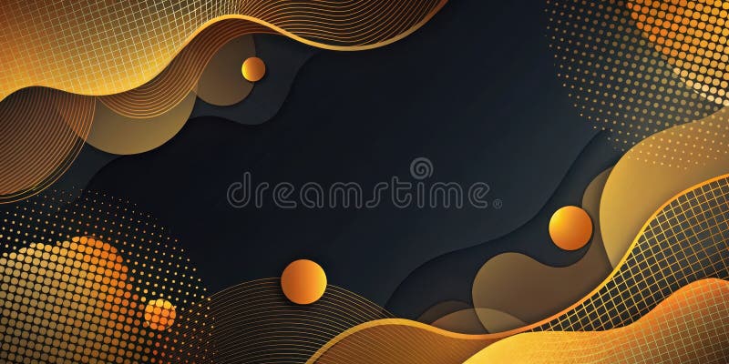 Abstract Dark Background with Golden Waves and Circles. Generative AI ...