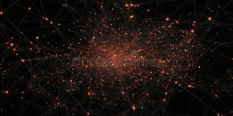Abstract Dark Background with Illuminated Nodes Representing Data Connections Stock Illustration ...