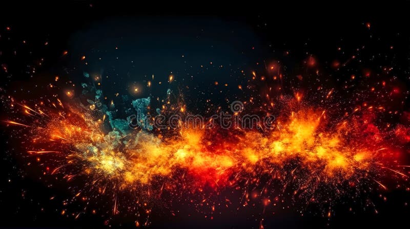 Abstract Dark Background with Orange Flash of Light, Generative AI ...