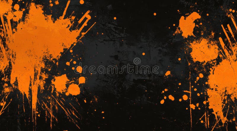 Abstract Dark Background with Orange Splatter Paint Stock Illustration ...