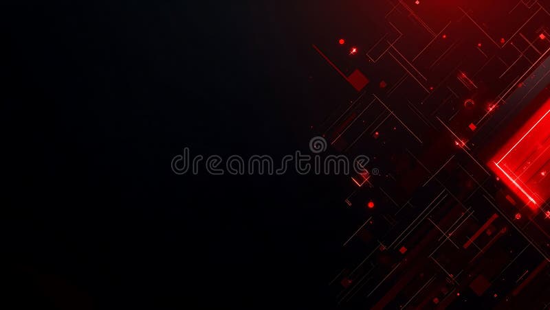 Abstract Dark Background with Red Geometric Shapes and Lines Creating a ...