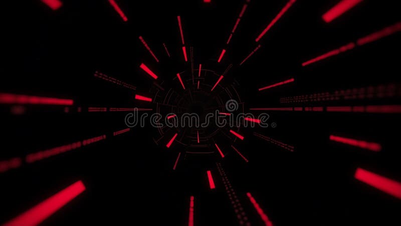 Abstract Dark Background with Red Light Streaks Radiating from a ...