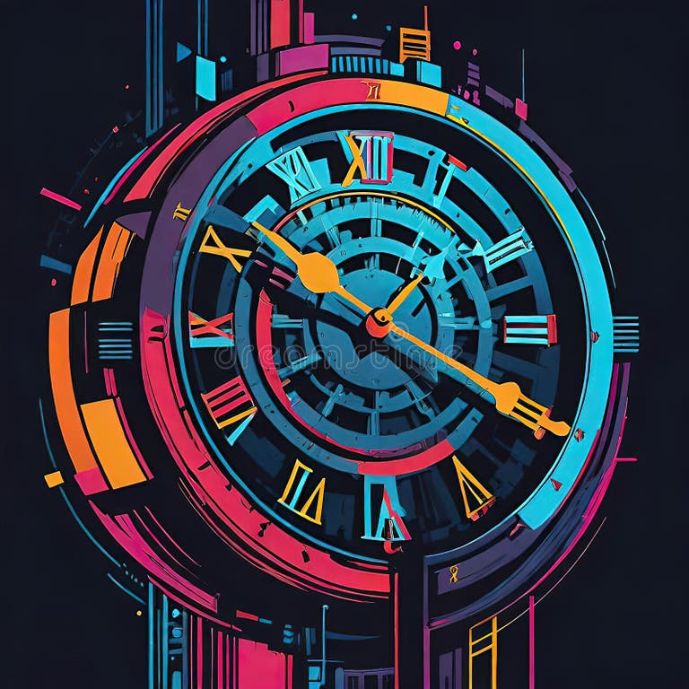 Abstract Dark Background on the Theme of Technology, Symbolizing the Operation of Clocks and ...