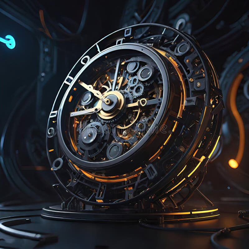 Abstract Dark Background on the Theme of Technology, Symbolizing the Operation of Clocks and ...
