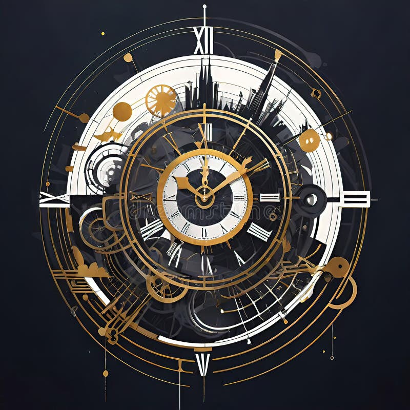 Abstract Dark Background on the Theme of Technology, Symbolizing the Operation of Clocks and ...