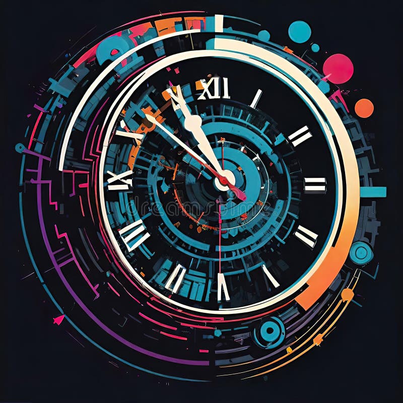Abstract Dark Background on the Theme of Technology, Symbolizing the Operation of Clocks and ...