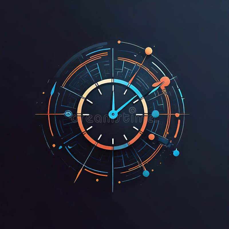 Abstract Dark Background on the Theme of Technology, Symbolizing the Operation of Clocks and ...