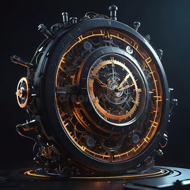Abstract Dark Background on the Theme of Technology, Symbolizing the Operation of Clocks and ...