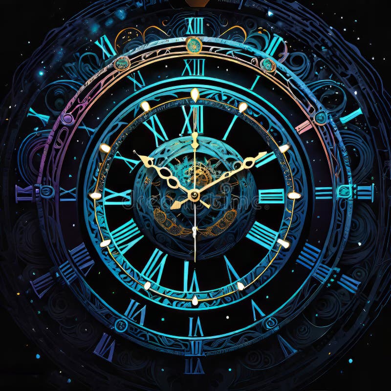 Dark Clocks Industrial Frame Background Stock Illustration ...