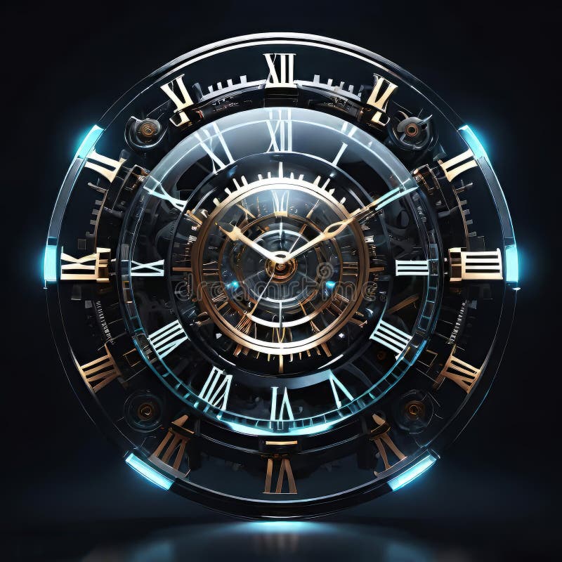 Abstract Dark Background on the Theme of Technology, Symbolizing the Operation of Clocks and ...