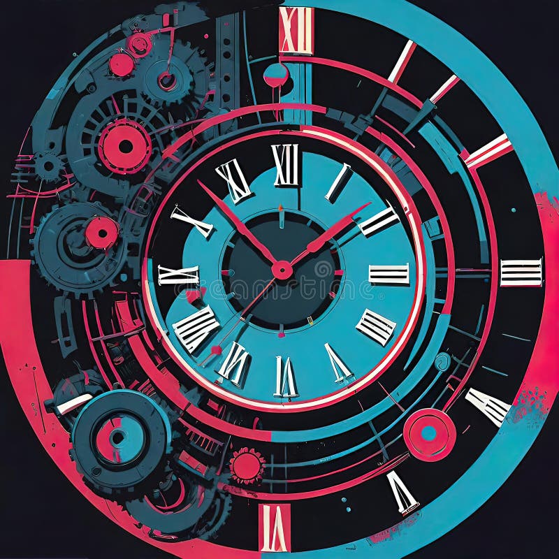 Abstract Dark Background on the Theme of Technology, Symbolizing the Operation of Clocks and ...