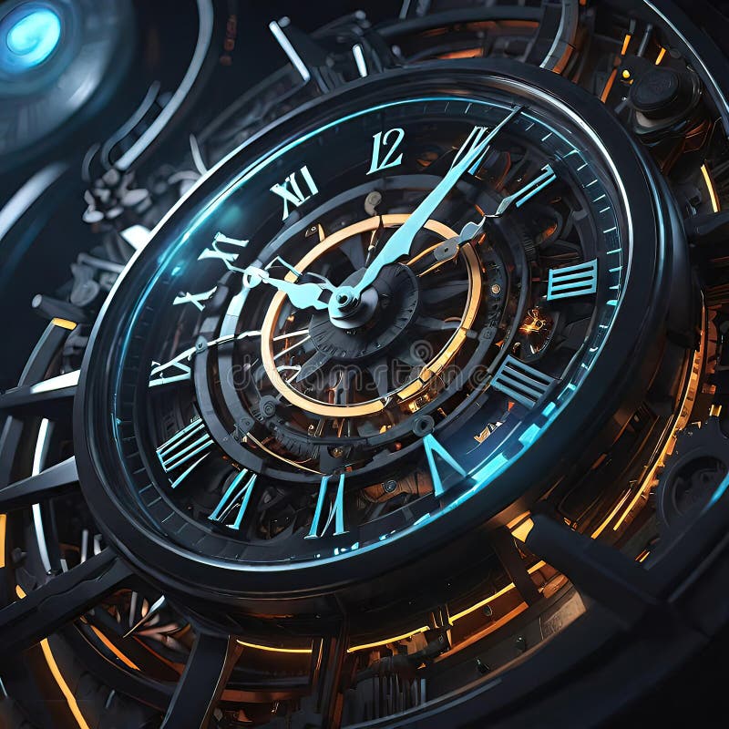 Abstract Dark Background on the Theme of Technology, Symbolizing the Operation of Clocks and ...