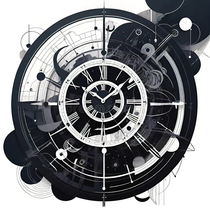 Abstract Dark Background on the Theme of Technology, Symbolizing the Operation of Clocks and ...