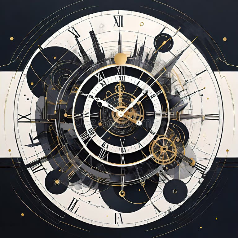 Abstract Dark Background on the Theme of Technology, Symbolizing the Operation of Clocks and ...