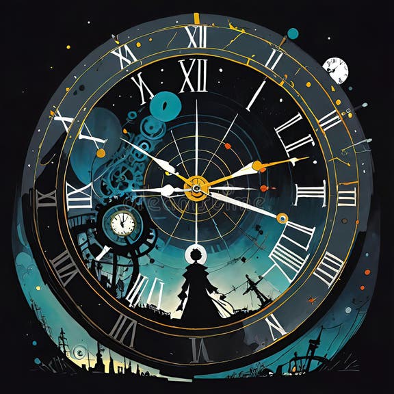 Abstract Dark Background on the Theme of Technology, Symbolizing the Operation of Clocks and ...