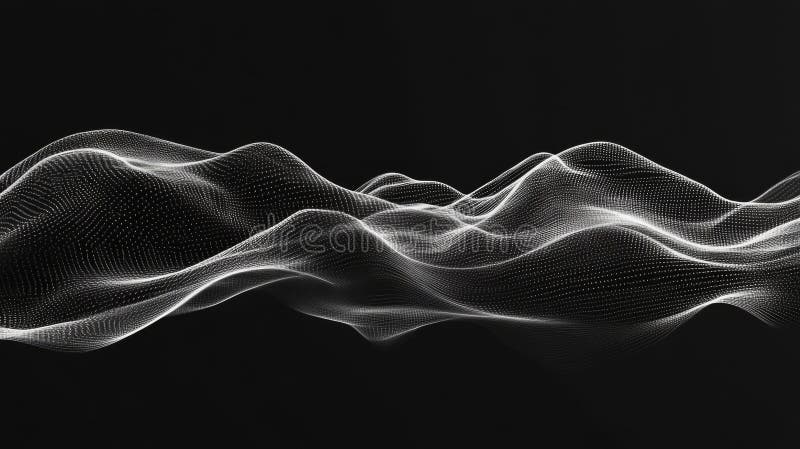 Abstract Dark Background with White Particle Waves Stock Illustration ...