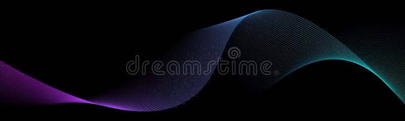 Abstract Dark Banner Template. Vector Minimal Wavy Line Background ...