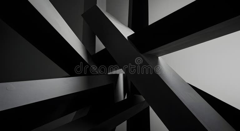 Abstract Dark Beams Intersecting in Monochrome Composition Stock Image ...