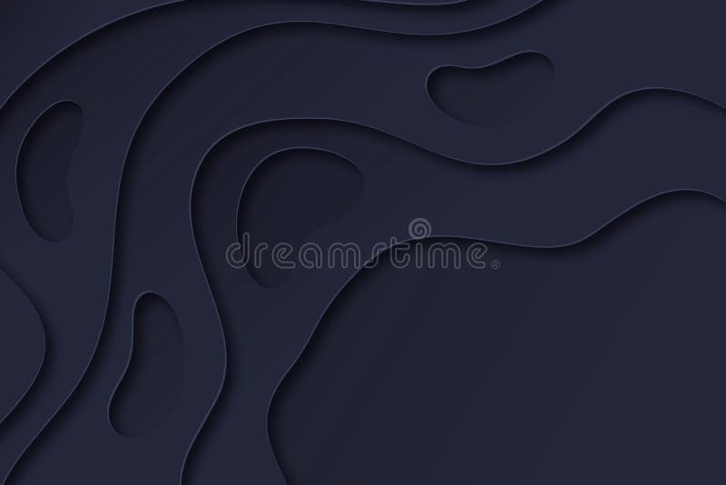 Abstract Dark Black Paper Cut Realistic Texture with Wavy Pattern ...