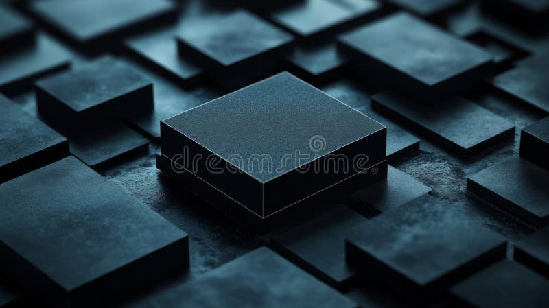 Abstract Dark Blocks with Geometric Square Pattern in Three Dimensional ...