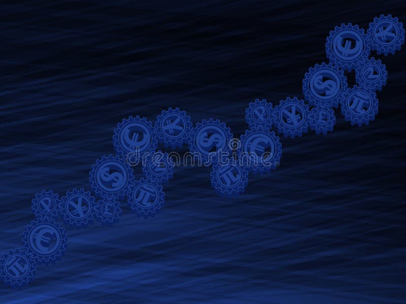 Abstract Dark Blue Background with the Currency Symbols Stock ...