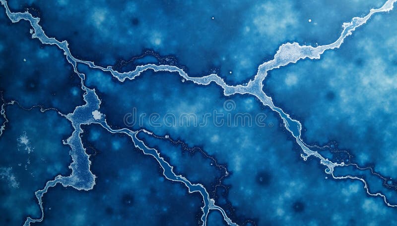Abstract Dark Blue Background with Flowing Icy River Pattern Top Angle ...
